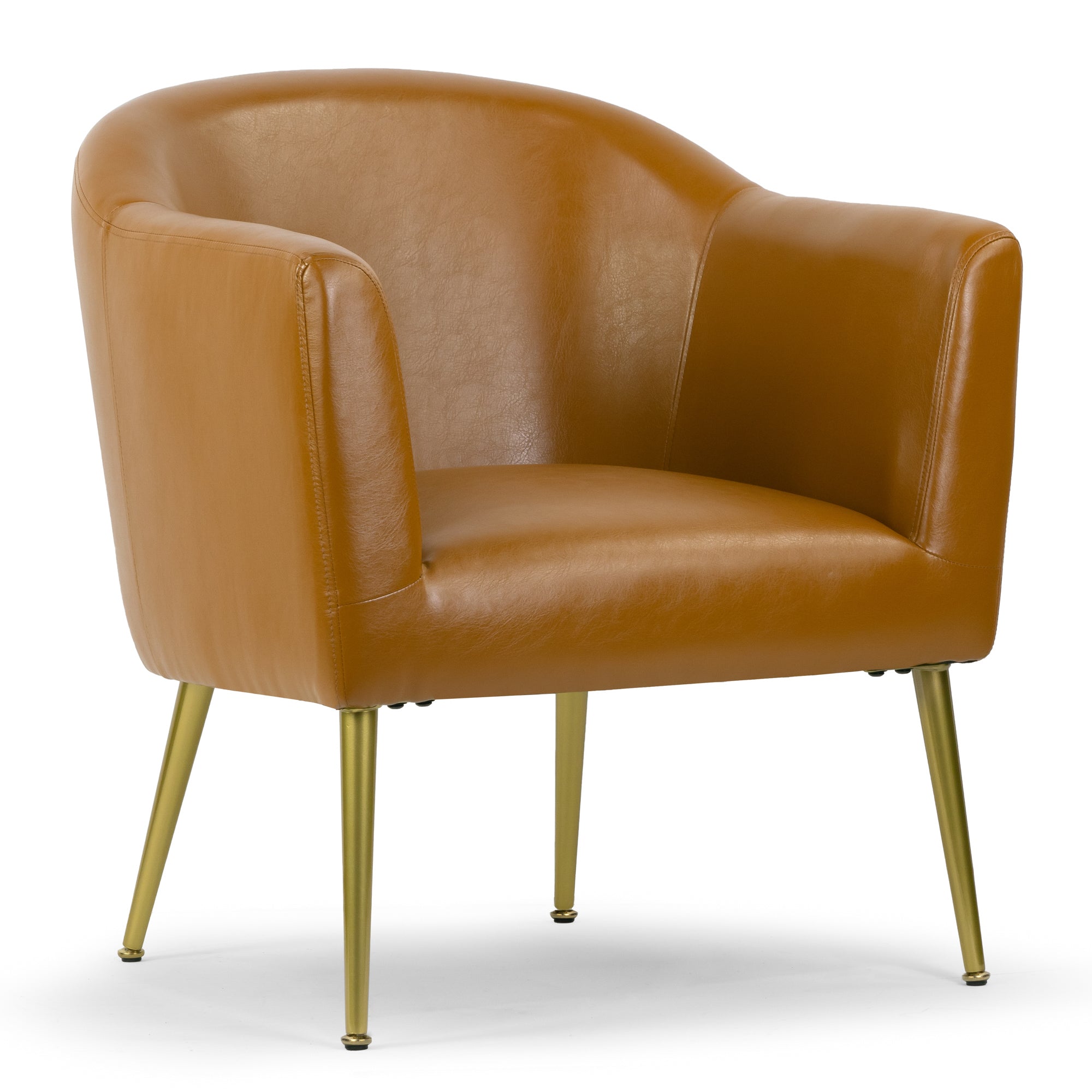 Avi Cappuccino Faux Leather Accent Chair with Golden Legs – Glamour Home