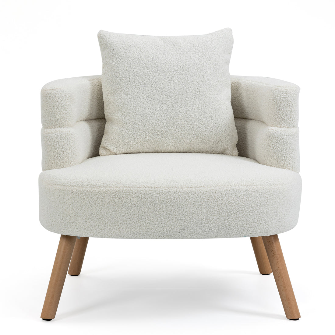 Azana White Boucle Accent Chair with Wood Legs – Glamour Home