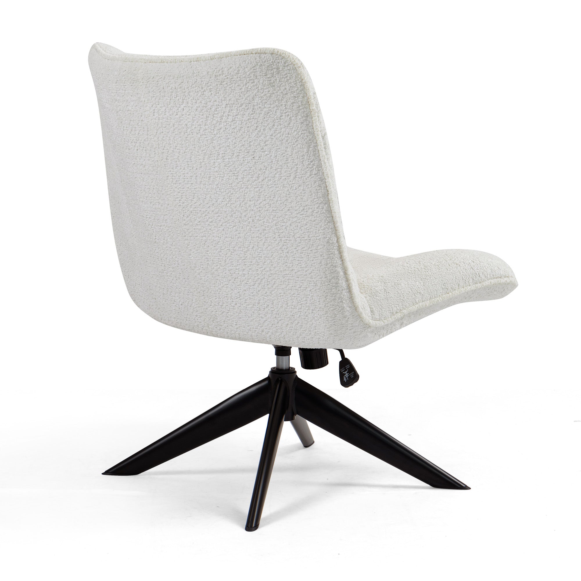 Belva White Boucle Upholstered Fabric Accent Chair with Black Metal Sw – Glamour Home