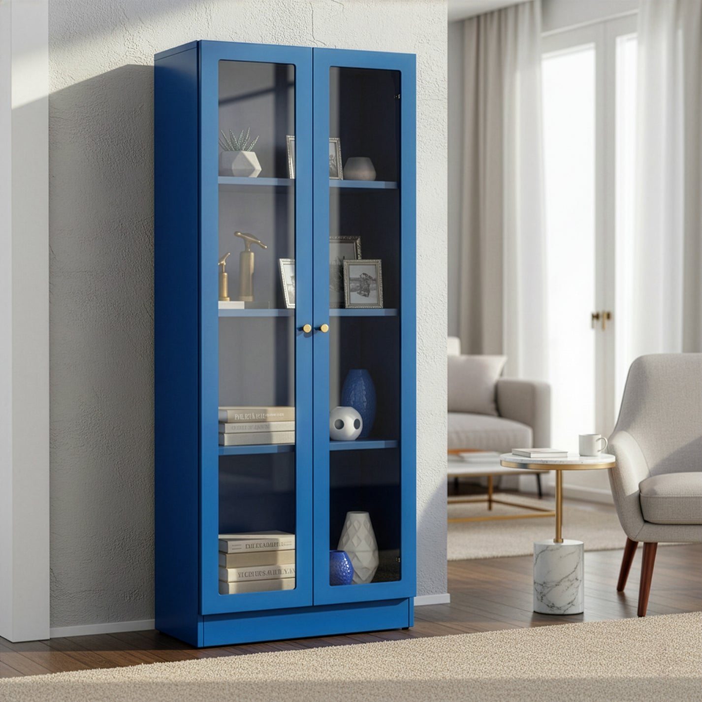 Avice 59-inch Blue French Door Metal Cabinet – Glamour Home