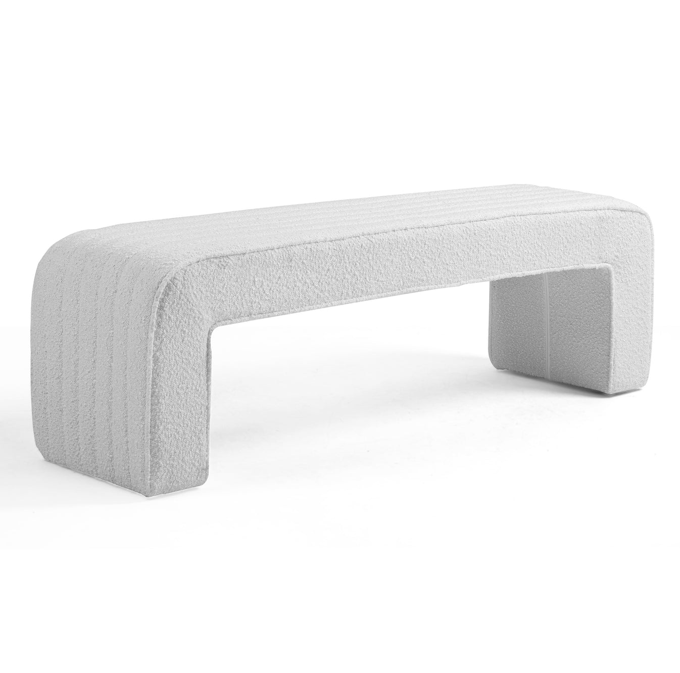 Benicia White Boucle Upholstered Fabric Tufted Bench – Glamour Home