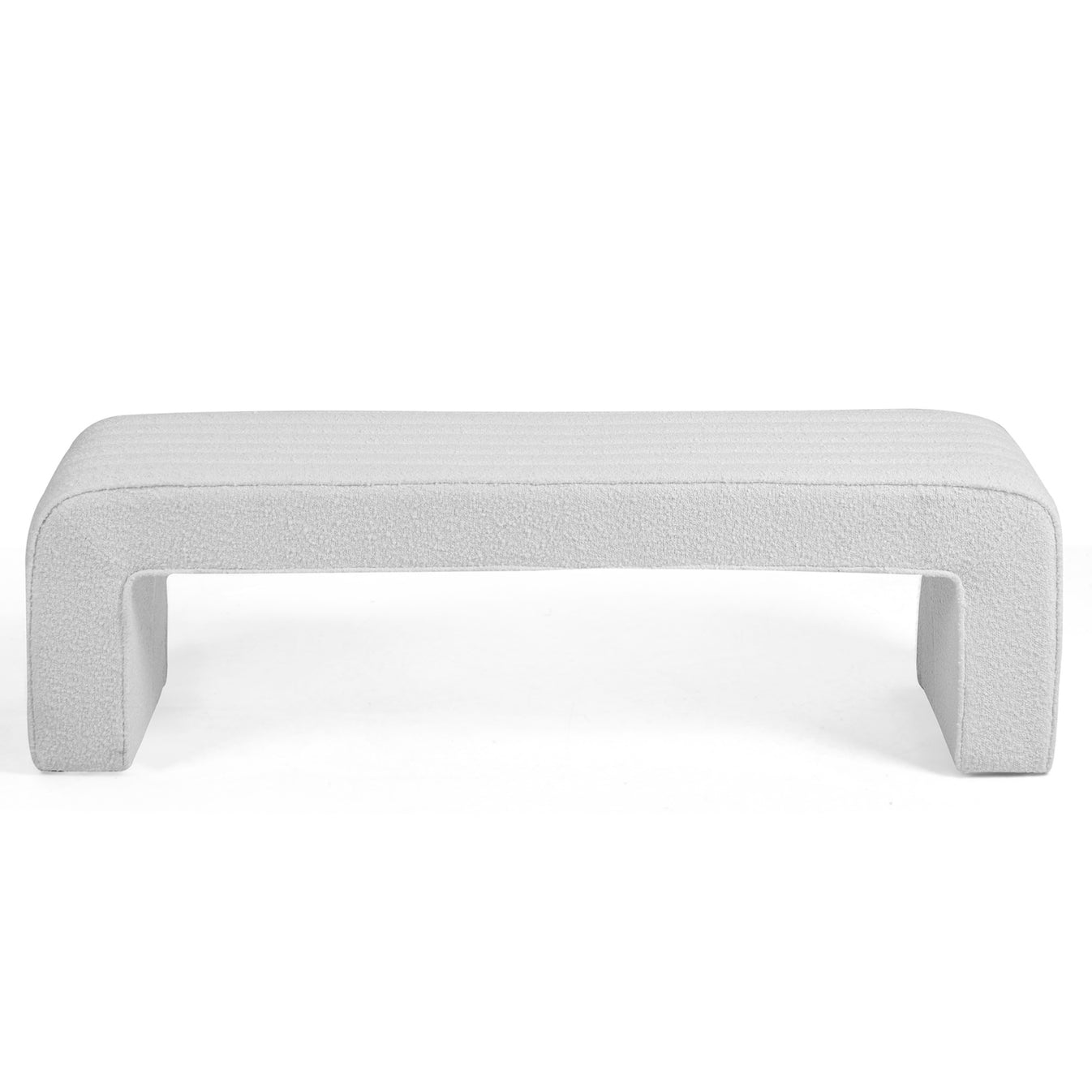 Benicia White Boucle Upholstered Fabric Tufted Bench – Glamour Home