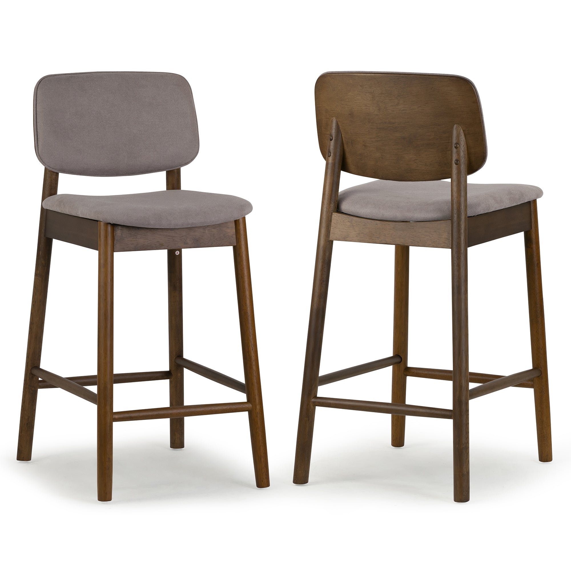 Set of 2 Azura Gray Fabric Counter Stool with Walnut Wood Legs ...