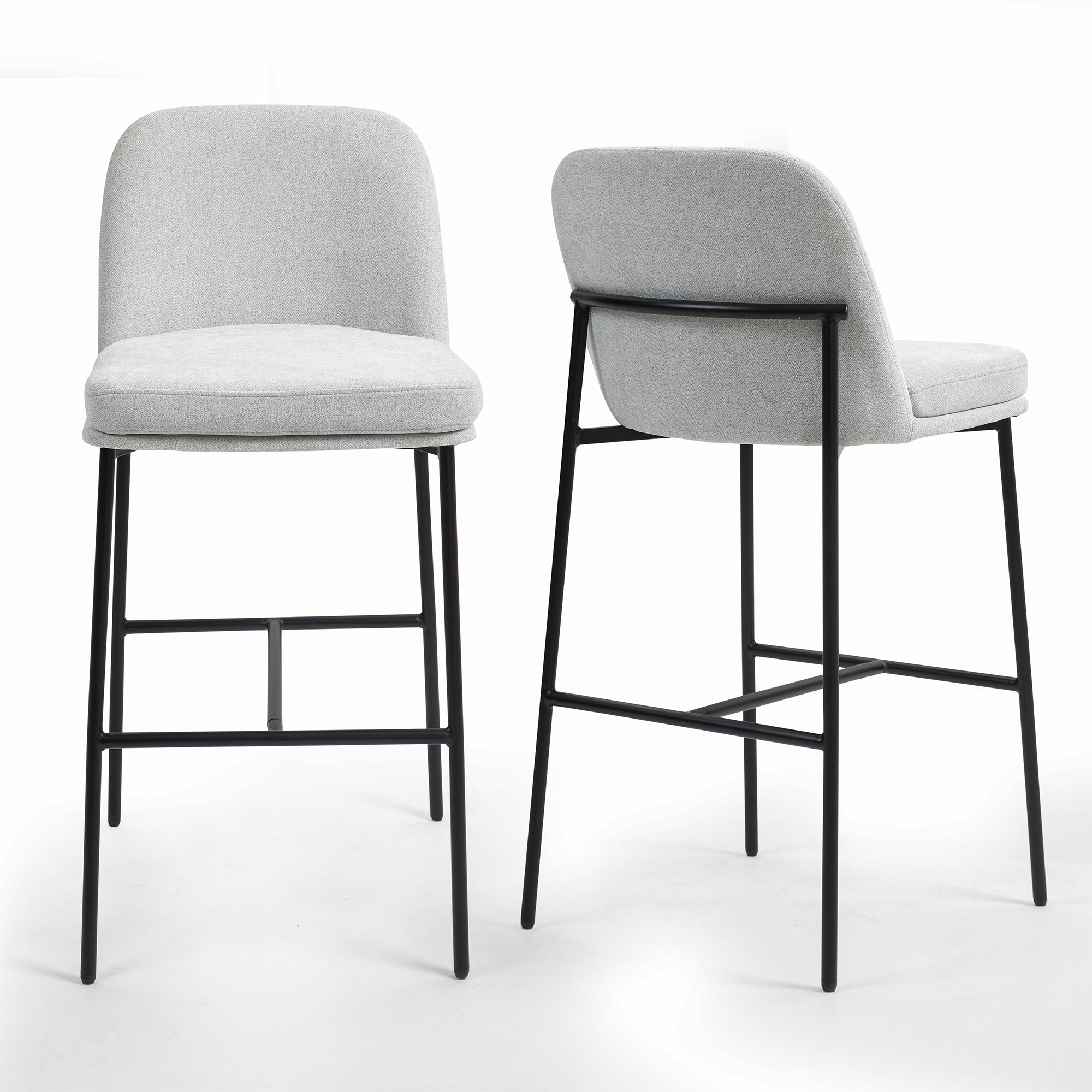 Set of 2 Belisma Gray Fabric Bar Stool with Metal Legs – Glamour Home